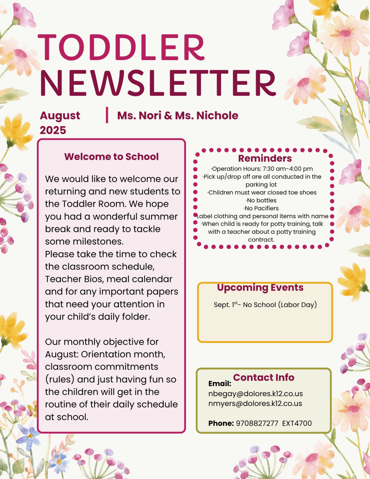 Teddy Bear Preschool Classrooms – Dolores School District